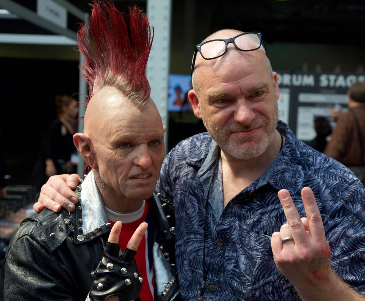 Makeup artist transforms young woman into an old fart punk rocker